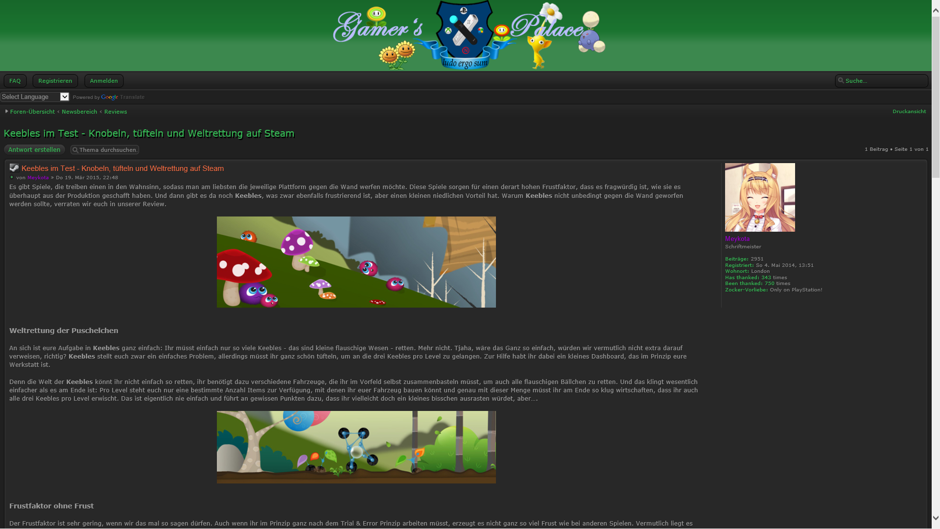 Gamer's Palace - Review (German) 79/100 feature - Keebles - IndieDB