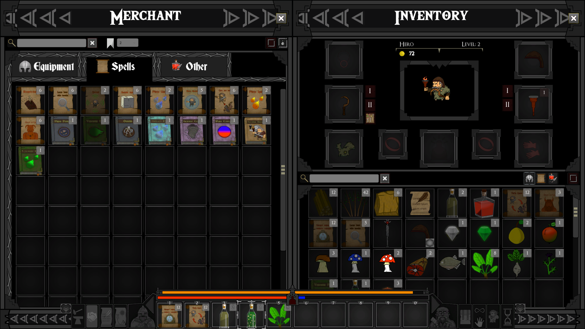 Once upon a Dungeon II - inventory with tabs, new spell, game speed ...